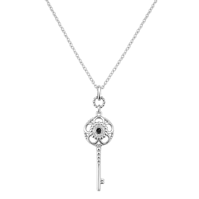 925 SILVER * Pendant BOURGEON Clé GM Black Leather Silver