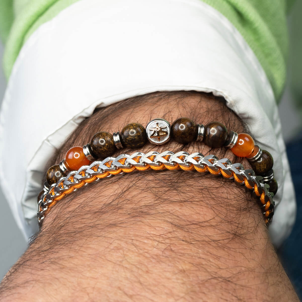2 bracelets SET 129 - Orange-Brown